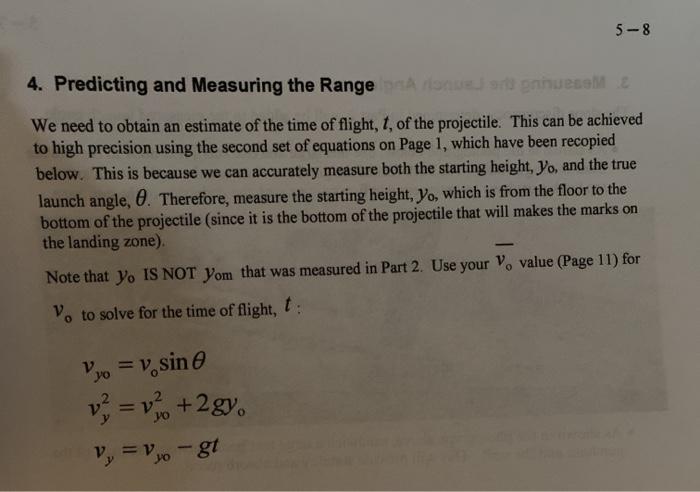5-1 Lab 5: Projectile Motion Objective: Predict where | Chegg.com