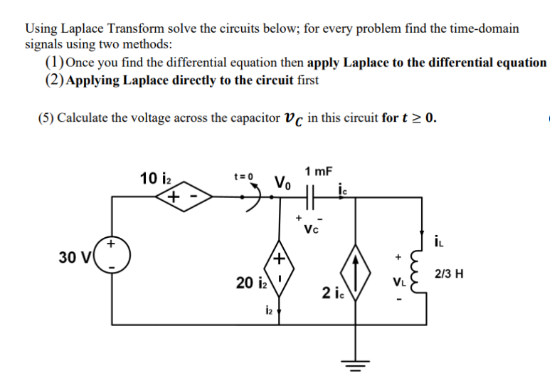 Solved Using Laplace Transform solve the circuits below; for | Chegg.com