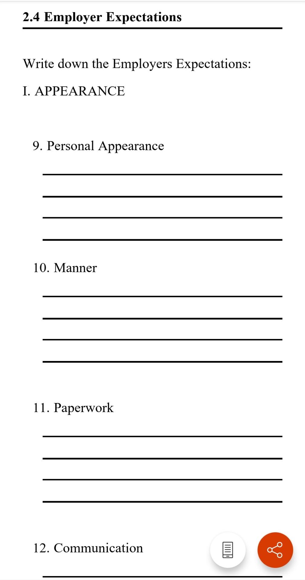 Solved 2.4 Employer Expectations Write down the Employers | Chegg.com