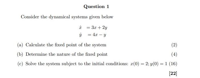 Solved Question 1Consider the dynamical systems given | Chegg.com