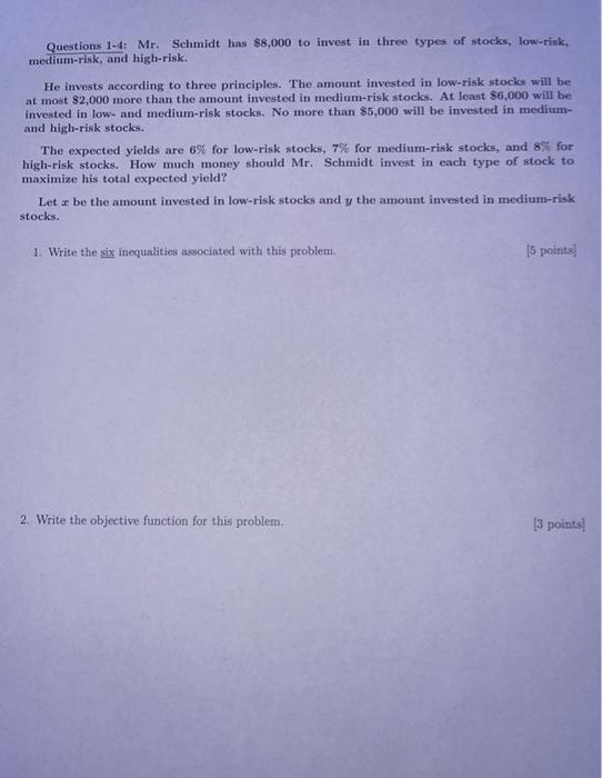 Solved Please answer questions 3-4 and show all the work. | Chegg.com Solved Please answer questions 3-4 and show all the work. | Chegg.com