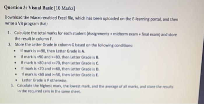 Solved Question 3: Visual Basic [10 Marks) Download the | Chegg.com