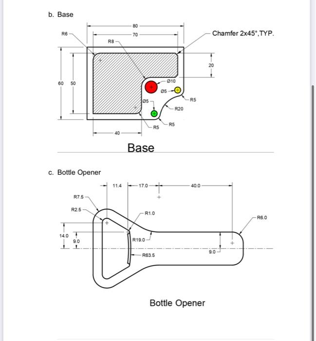 Solved Using AutoCAD, draw the following parts. For each | Chegg.com