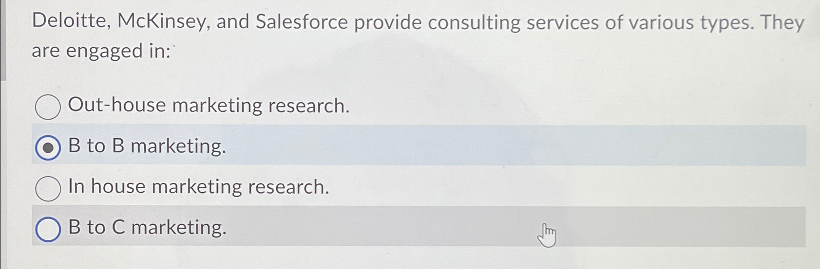 Solved Deloitte, McKinsey, and Salesforce provide consulting | Chegg.com
