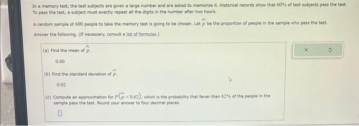 Solved In a memory test, the test subjects are given a large | Chegg.com