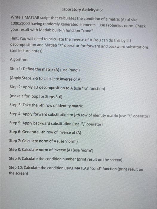 Solved Laboratory Activity \# 6: Write a MATLAB script that | Chegg.com