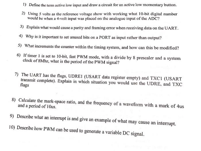 Solved 1) Define the term active low input and draw a | Chegg.com