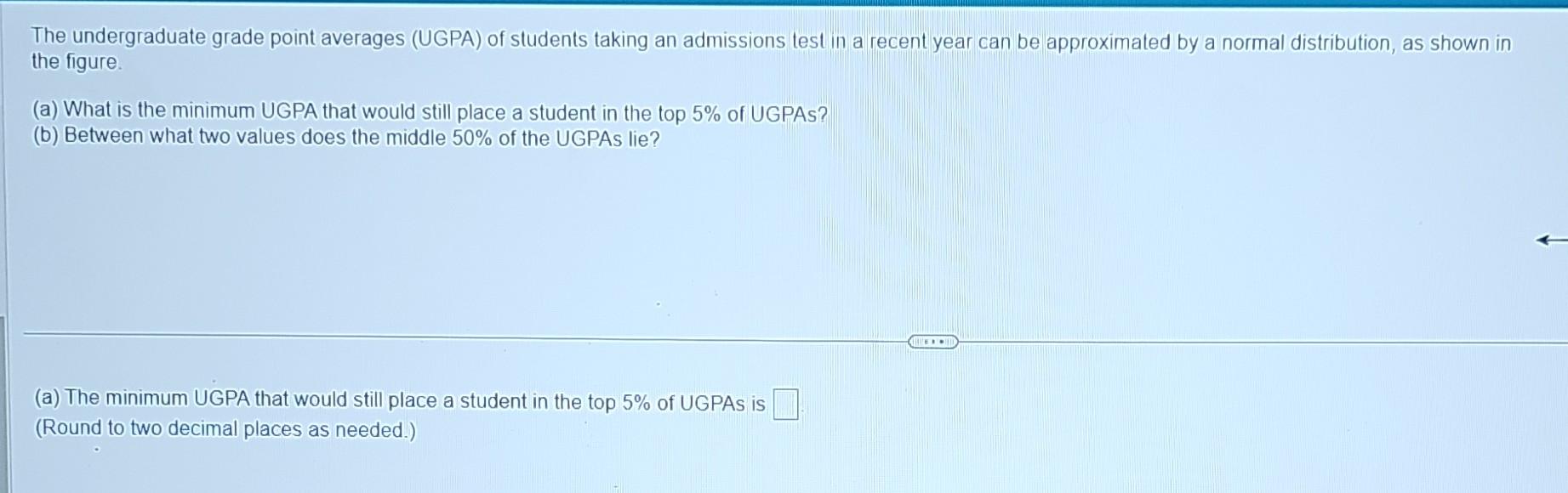 Solved The undergraduate grade point averages (UGPA) of | Chegg.com