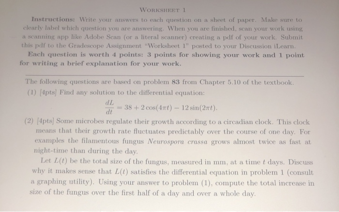 Solved WORKSHEET 1 Instructions: Write your answers to each | Chegg.com