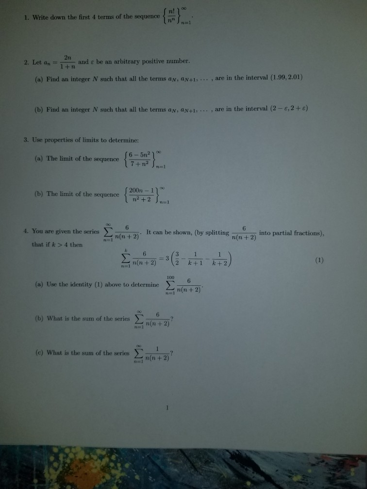 Solved 1. Write down the first 4 terms of the sequence 272 | Chegg.com