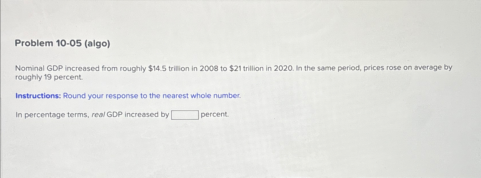Solved Problem 10-05 (algo)Nominal GDP increased from | Chegg.com