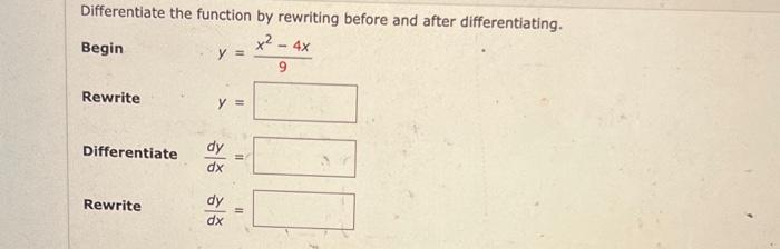 Solved Differentiate the function by rewriting before and | Chegg.com
