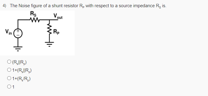 Solved The Noise figure of a shunt resistor Rp ﻿with respect | Chegg.com