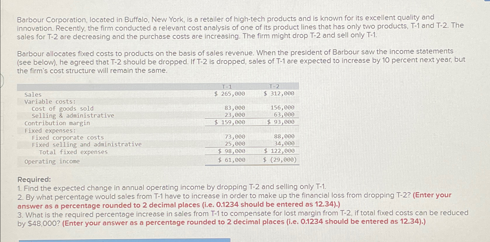 Solved Barbour Corporation, located in Buffalo, New York, is | Chegg.com