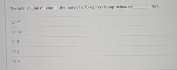Solved The total volume of biocd in the body of a 70-kg ﻿man | Chegg.com