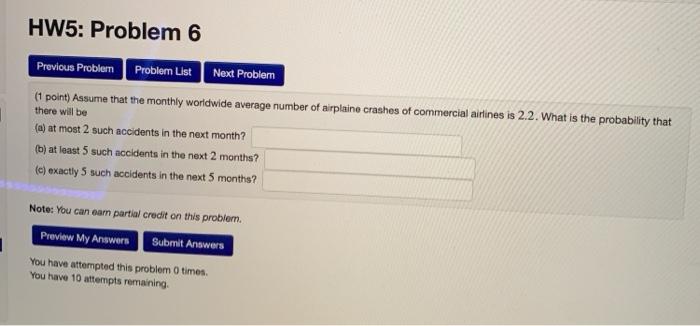 Solved HW5: Problem 6 Previous Probler Problem List Next | Chegg.com