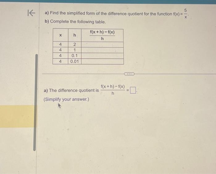 Solved a) Find the simplified form of the difference | Chegg.com