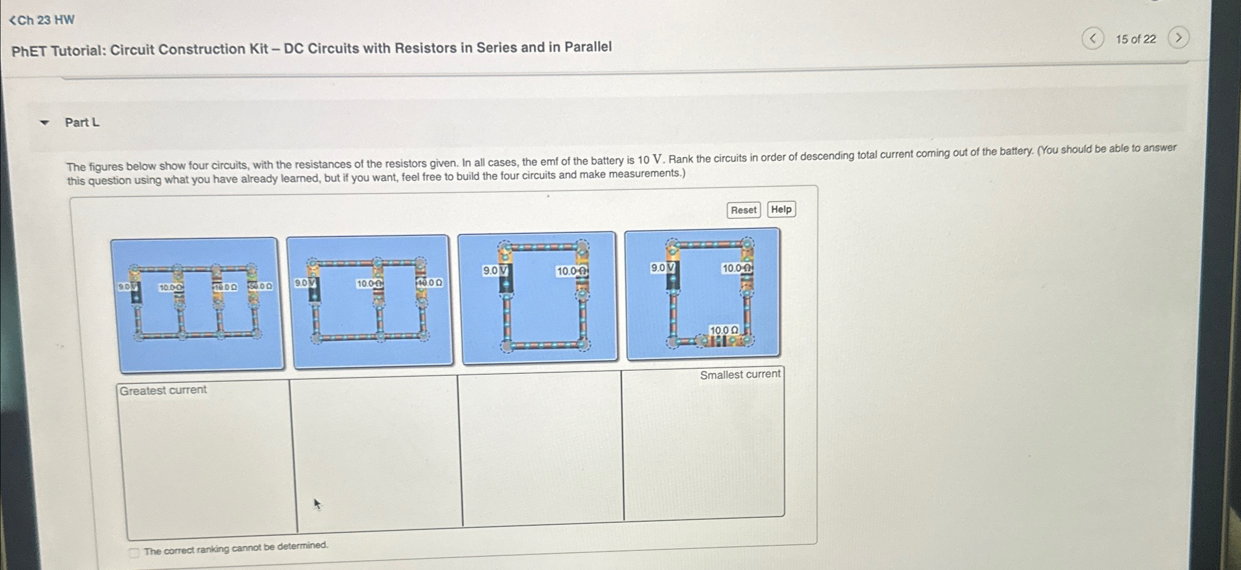 Solved 23HWPhET Tutorial: Circuit Construction Kit - DC | Chegg.com