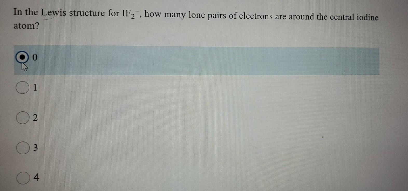 Solved In the Lewis structure for IF2 , how many lone pairs | Chegg.com