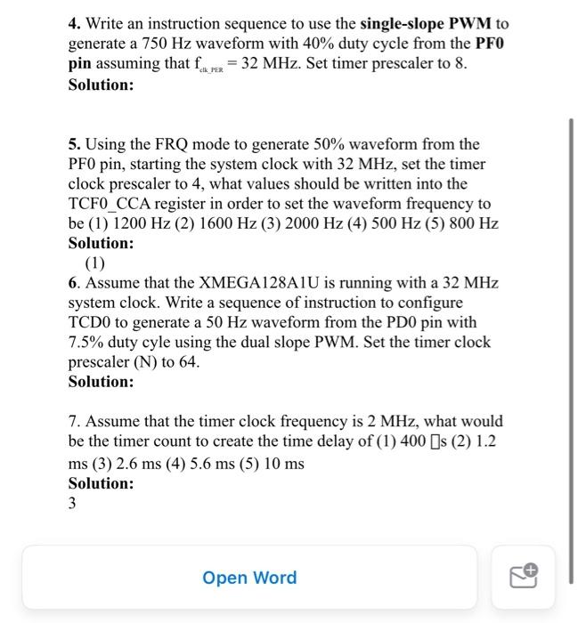 Solved 4. Write an instruction sequence to use the | Chegg.com