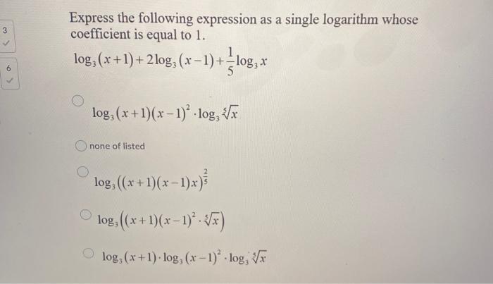 Solved 3 Express the following expression as a single | Chegg.com