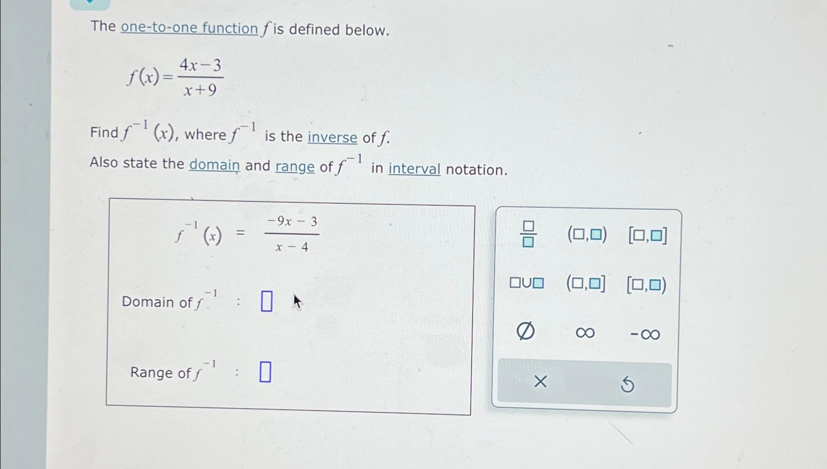 Solved The One To One Function F ﻿is Defined 