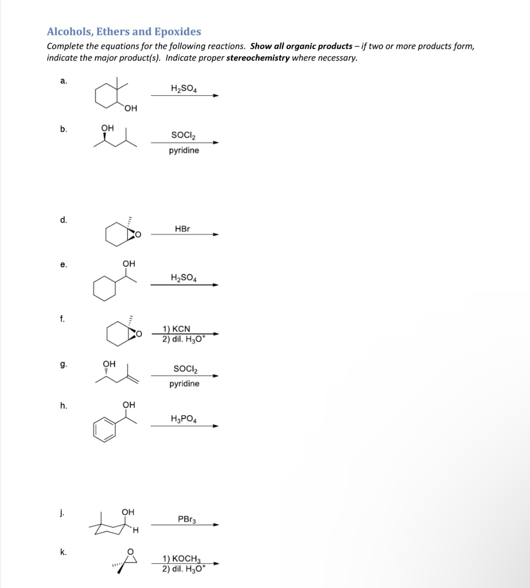 Solved Alcohols, Ethers and EpoxidesPlease help ne this from | Chegg.com