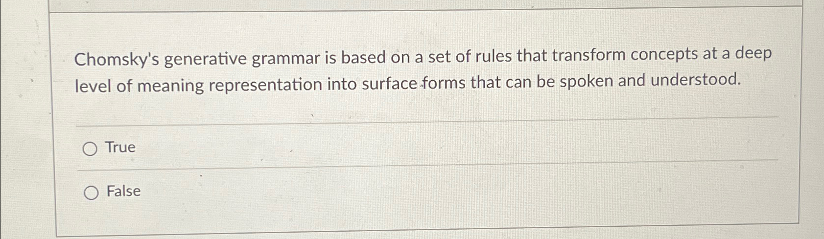 Solved Chomsky's generative grammar is based on a set of | Chegg.com