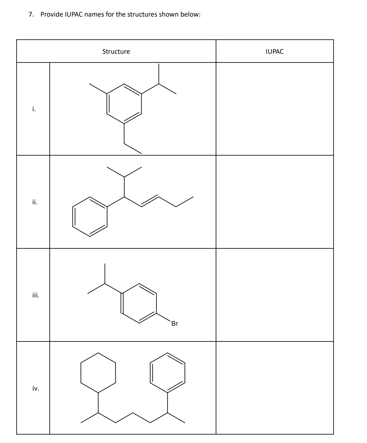 Solved Provide IUPAC names for the structures shown below: | Chegg.com