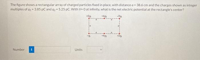 Solved The figure shows a rectangular array of charged | Chegg.com