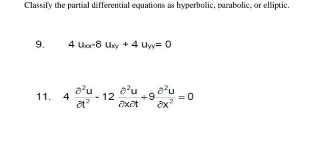 Solved Classify the partial differential equations as | Chegg.com