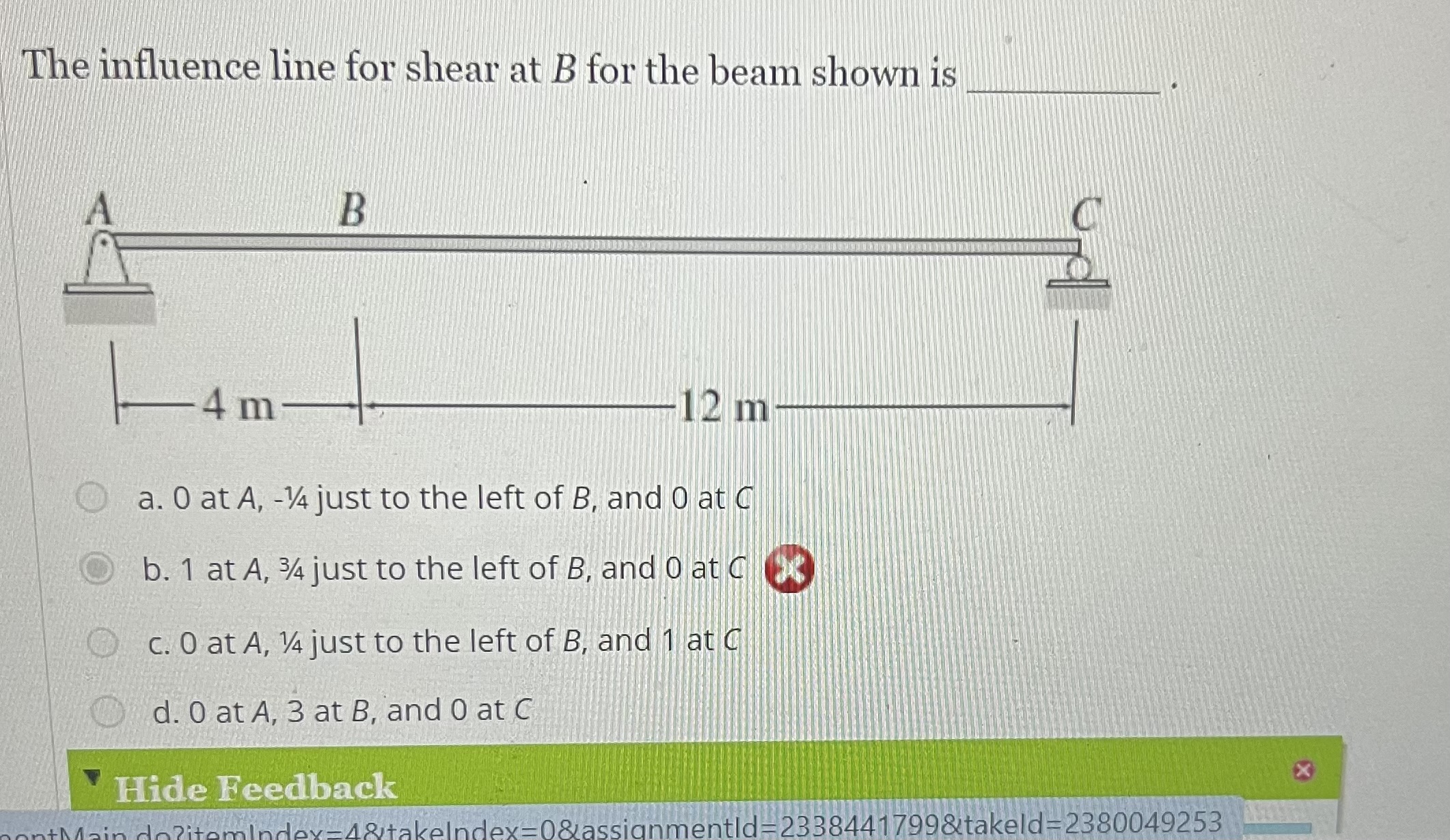 Solved The influence line for shear at B ﻿for the beam shown | Chegg.com