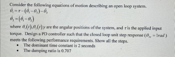 Solved Consider the following equations of motion describing | Chegg.com