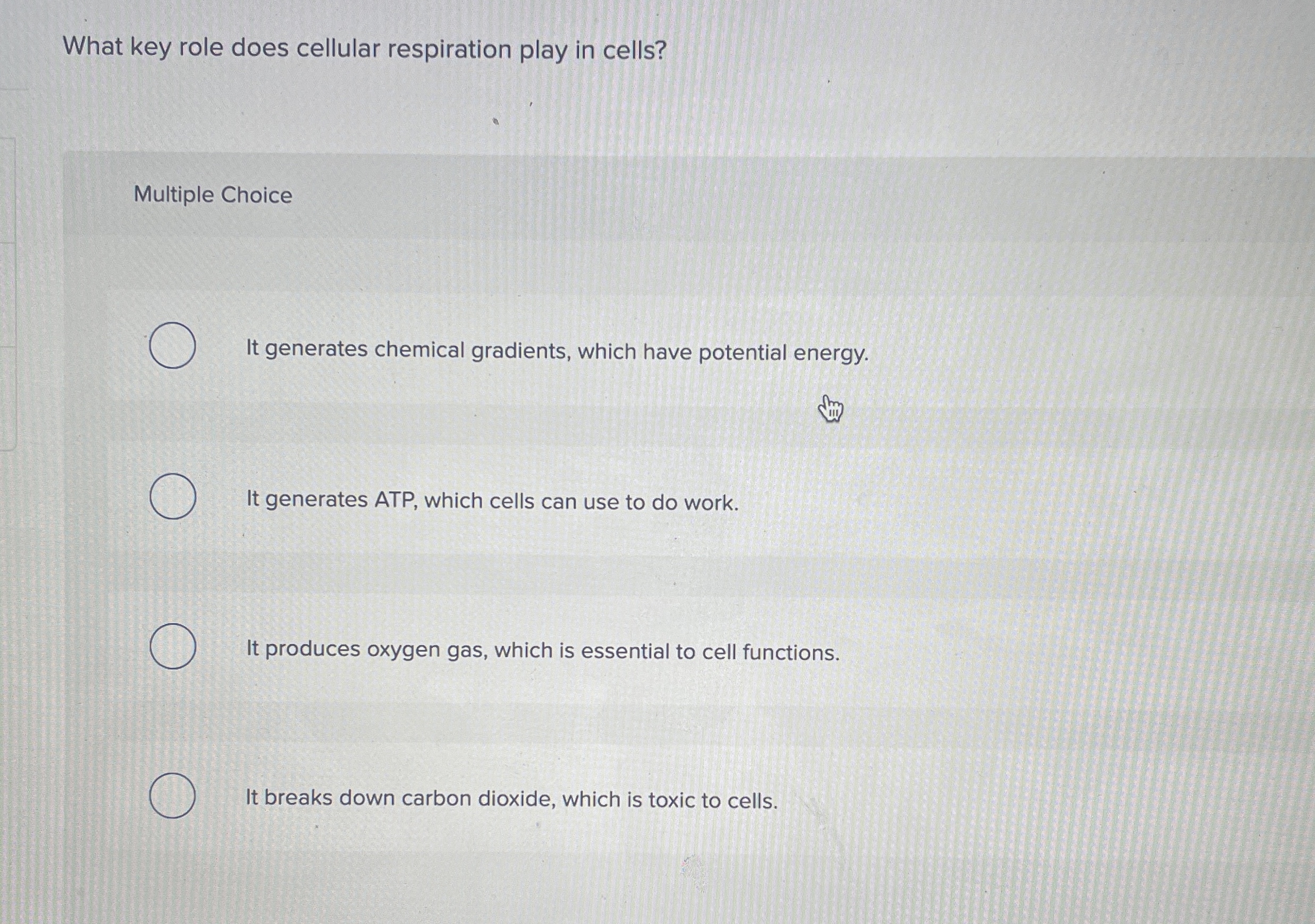 Solved What key role does cellular respiration play in | Chegg.com