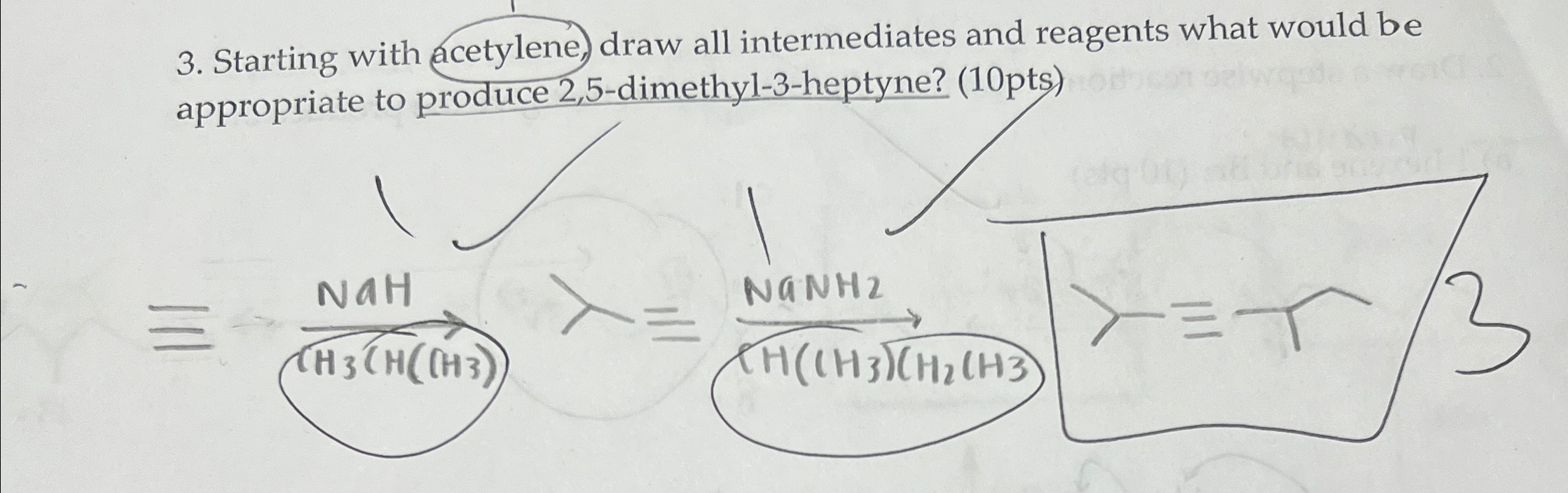 Solved Starting with acetylene, draw all intermediates and | Chegg.com