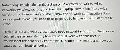 Solved Networking includes the configuration of IP, | Chegg.com