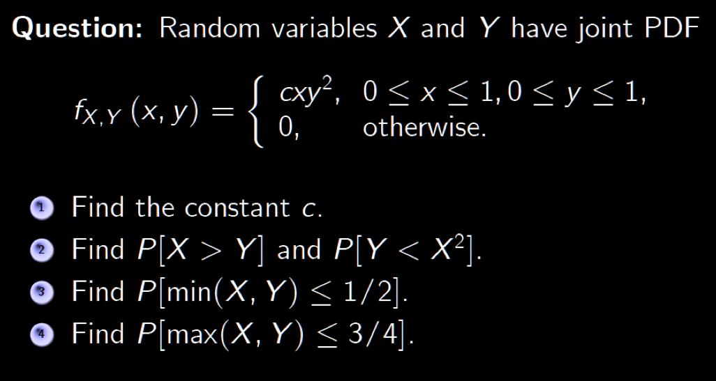 Question: Random variables x ﻿and Y ﻿have joint | Chegg.com