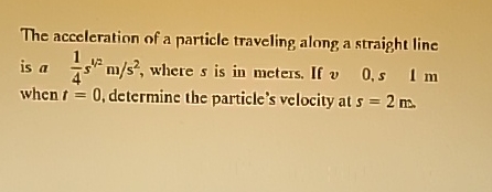 Solved The acceleration of a particle traveling along a | Chegg.com