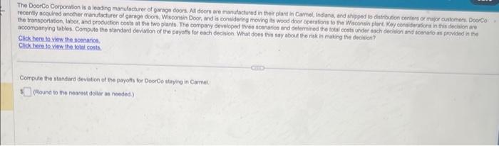 Solved recently acquired another manulacturer of garige | Chegg.com