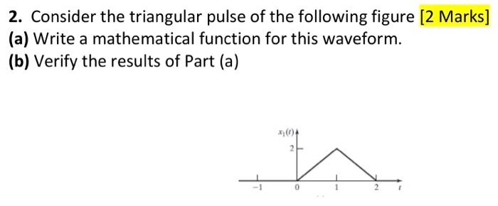 Solved 2. Consider the triangular pulse of the following | Chegg.com