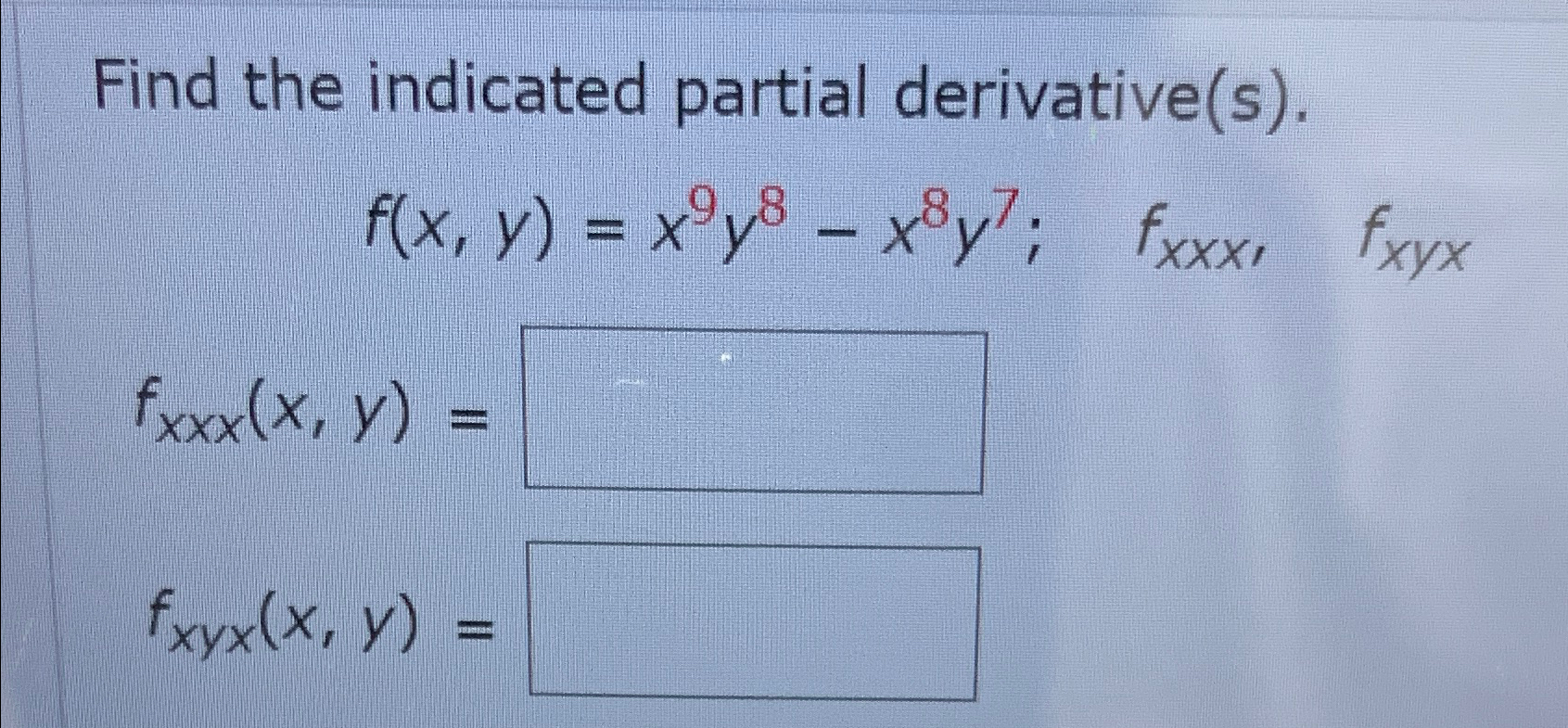Solved Find the indicated partial | Chegg.com