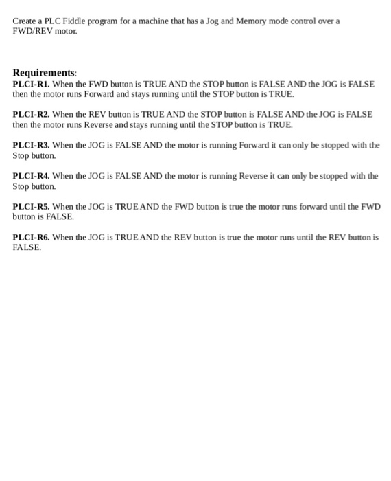 Solved Create a PLC Fiddle program for a machine that has a | Chegg.com