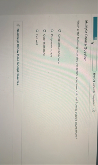 Solved 30 ﻿of 78 ﻿Concepts completedMultiple Choice | Chegg.com