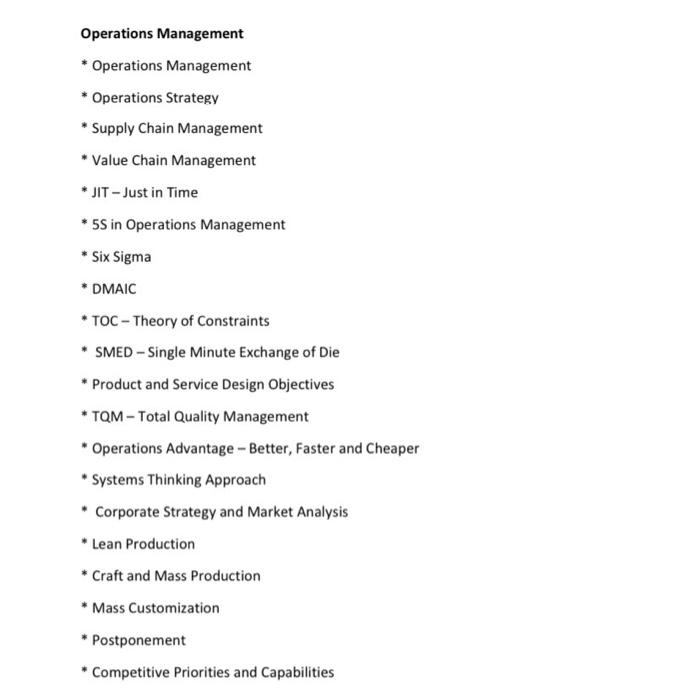 Solved Operations Management * Operations Management * | Chegg.com
