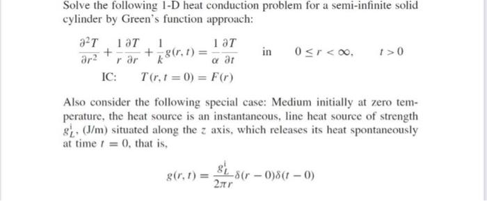 Solved Solve the following 1-D heat conduction problem for a | Chegg.com