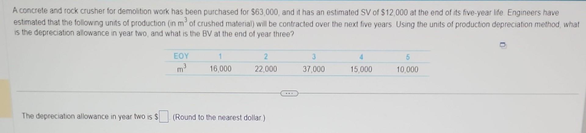 Solved 1. what is the depreciation allowance in year two? | Chegg.com