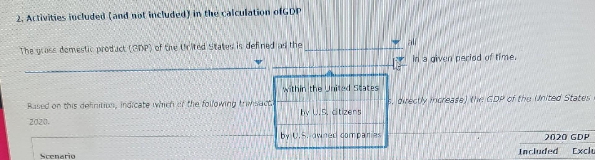 Solved 2. Activities included (and not included) in the | Chegg.com