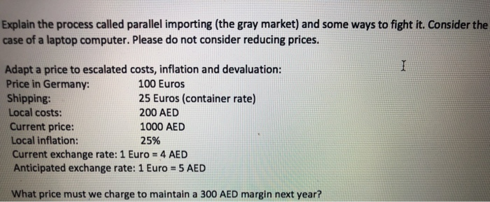 Solved Explain the process called parallel importing (the | Chegg.com