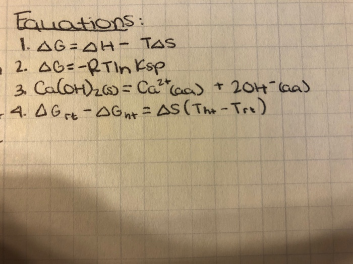 Solved Fill in the chart and blanks. calculate delta G for | Chegg.com