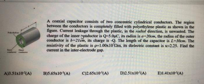 Solved A coaxial capacitor consists of two concentric | Chegg.com